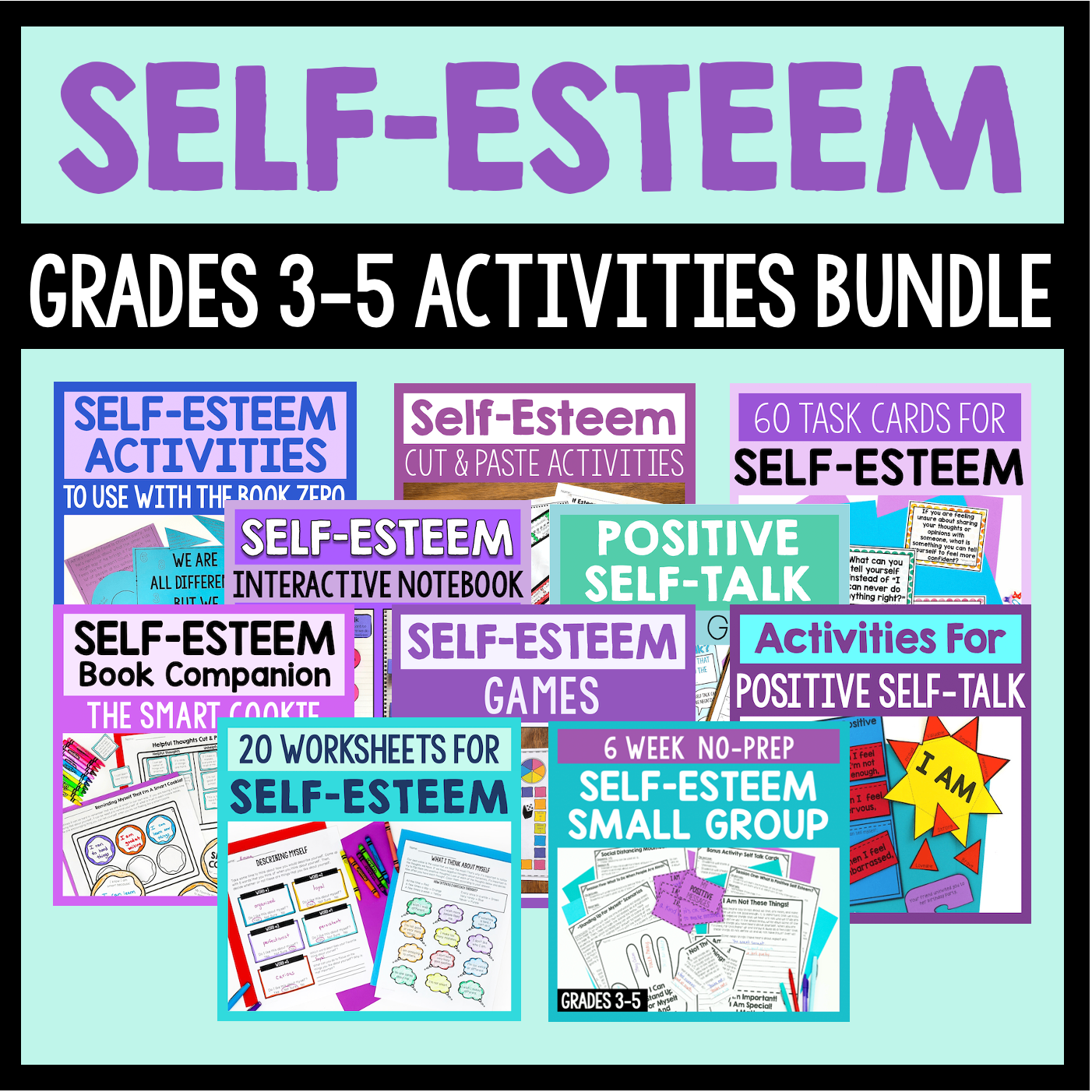 Self-Esteem Activities Bundle For Confidence Building & Self-Talk (Gra